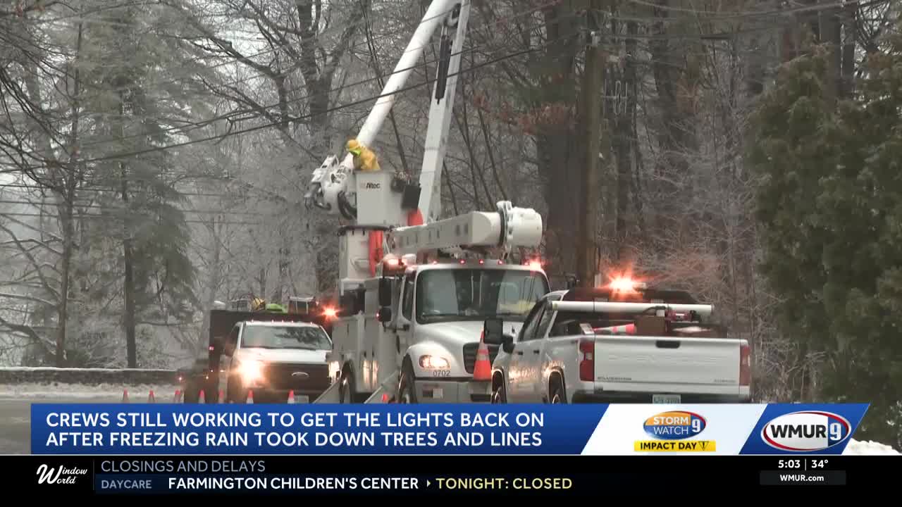 Crews work to restore power after outages caused by freezing rain