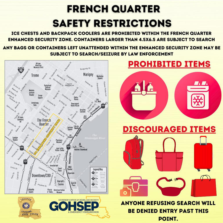 French Quarter security zone returns for New Year’s 2026 with bag ...