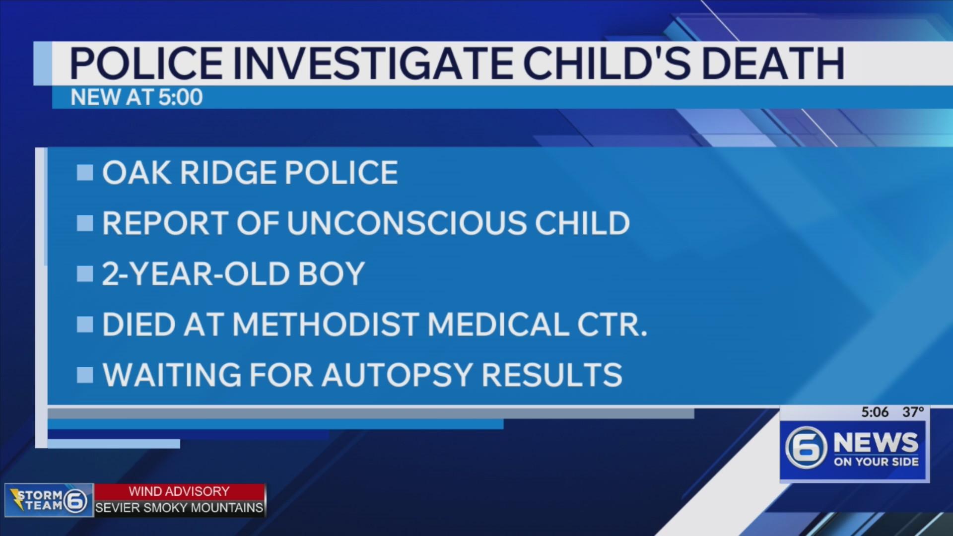 Death of two-year-old in Oak Ridge under investigation