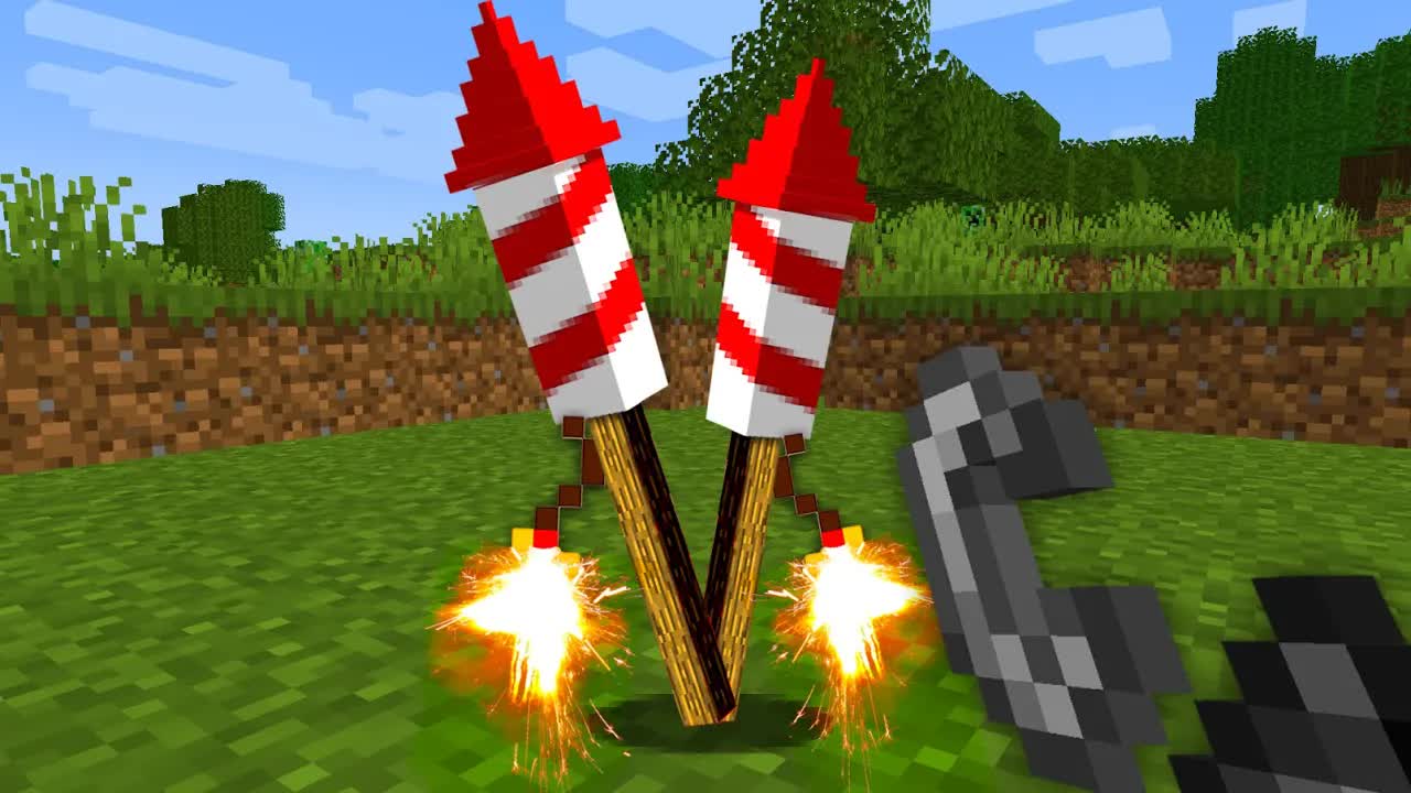 Realistic fireworks in Minecraft