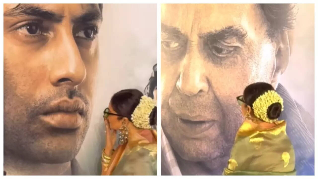 Rekha kisses Amitabh Bachchan's grandson Agastya Nanda's poster; bows ...