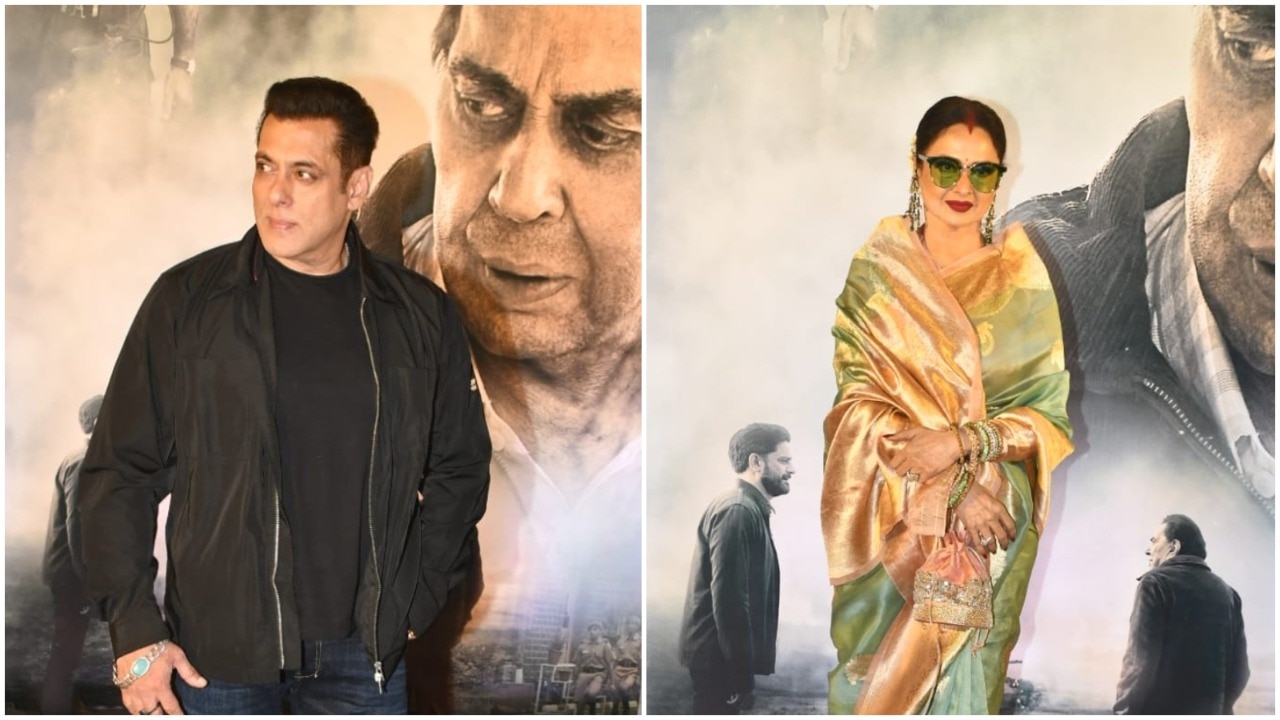 Ikkis premiere: Salman Khan emotional over Dharmendra, Rekha kisses ...