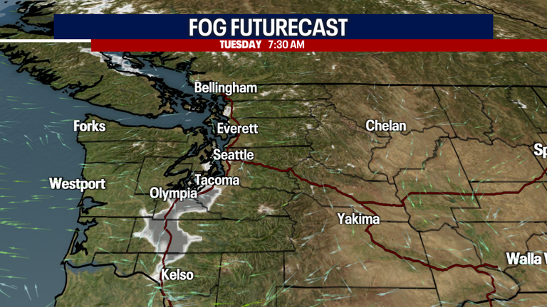 Seattle weather: Pockets of freezing fog by Tuesday morning