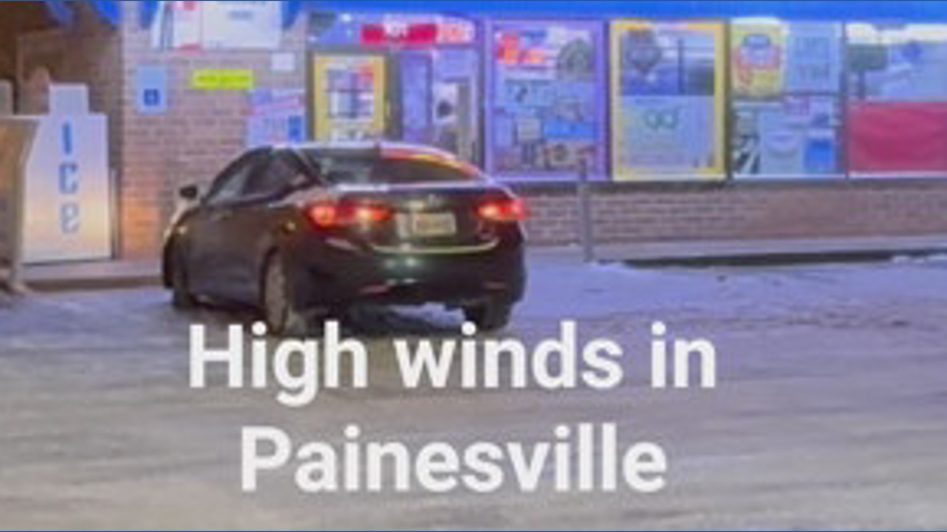 Wind damage at Painesville gas station