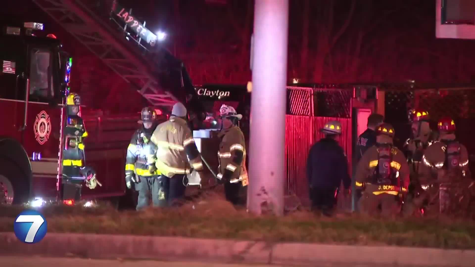 Firefighters deal with strong winds while battling early morning fire ...