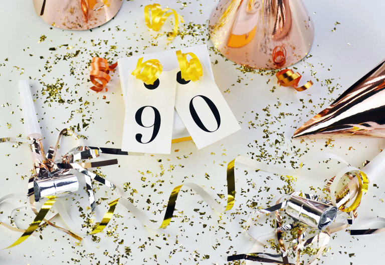 Retired banker Jan Blue celebrating his 90th birthday