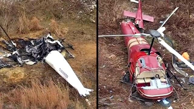 Woman says she held pilot's hand after helicopter crashed outside her home