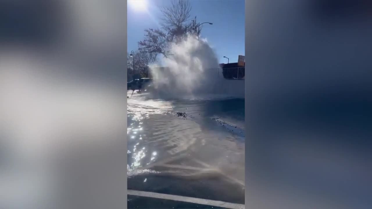 Vehicle collides with water main line, causing road closure and ...