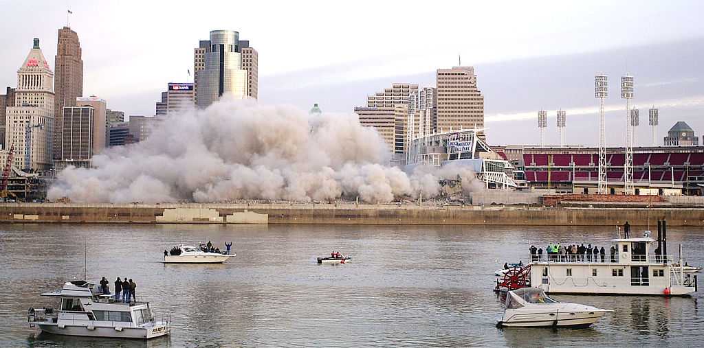 Archives: Cincinnati’s Riverfront Stadium imploded 23 years ago