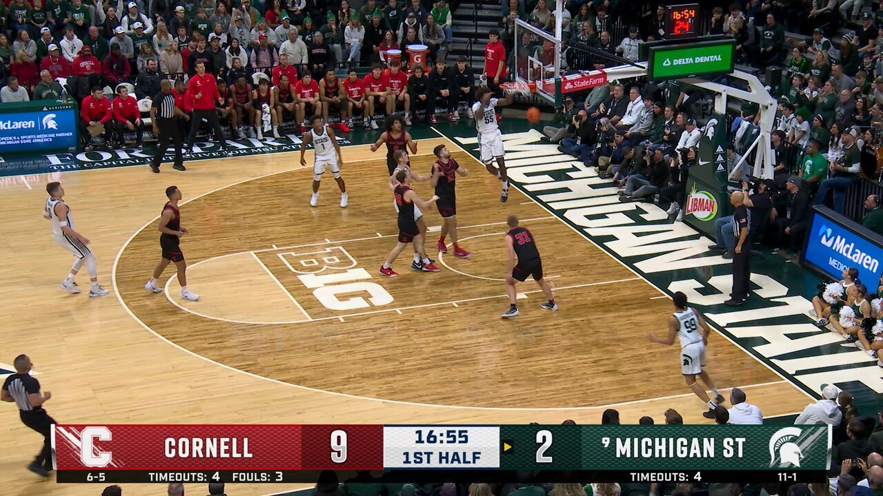 Michigan State's Jeremy Fears finds Coen Carr for strong alley-oop vs ...