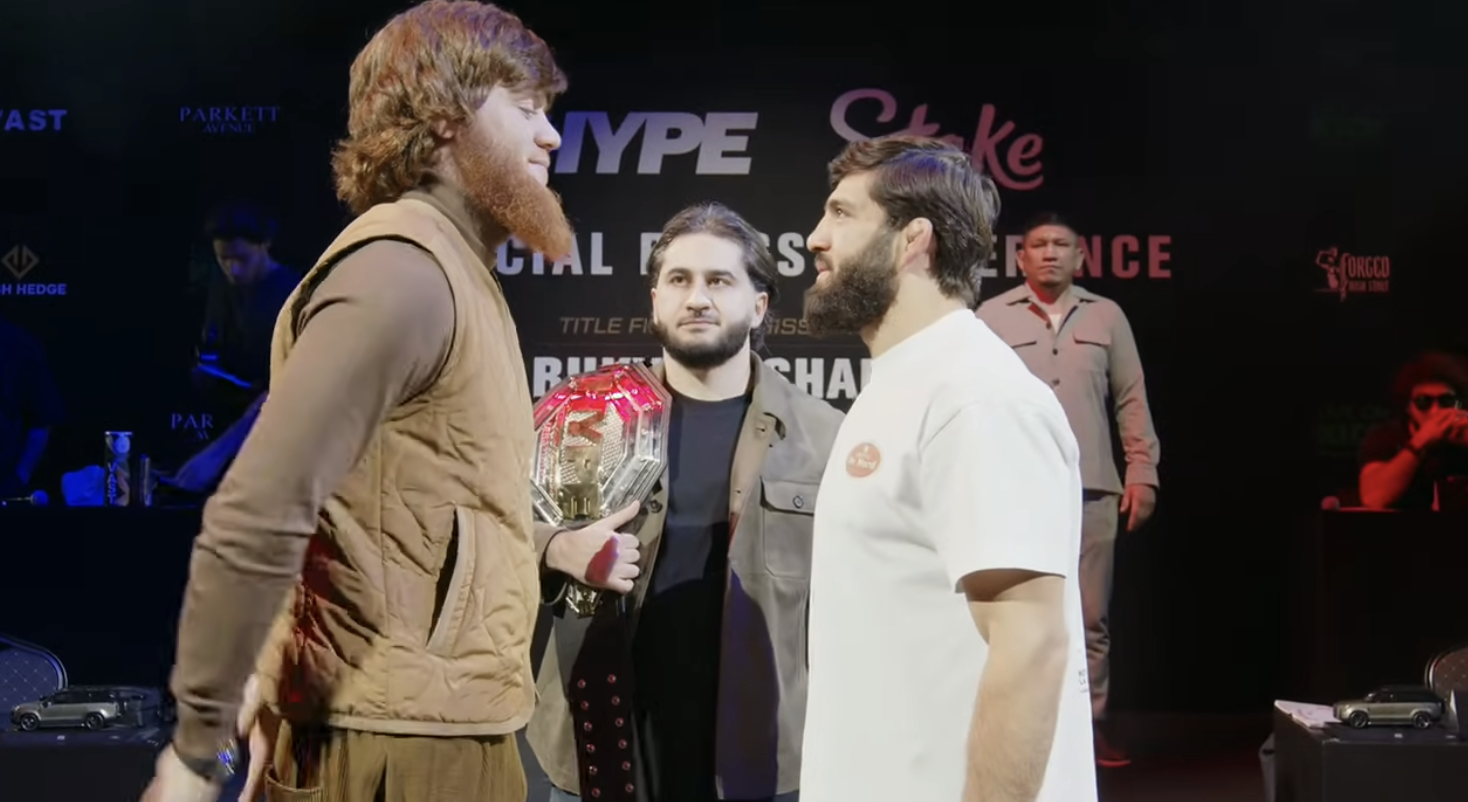 Face off! Arman Tsarukyan vs. Shara Magomedov staredown video ahead of ...
