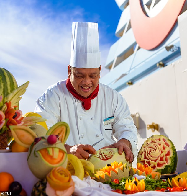 Cruise worker who's spent 30 years carving fruit and chocolate reveals ...