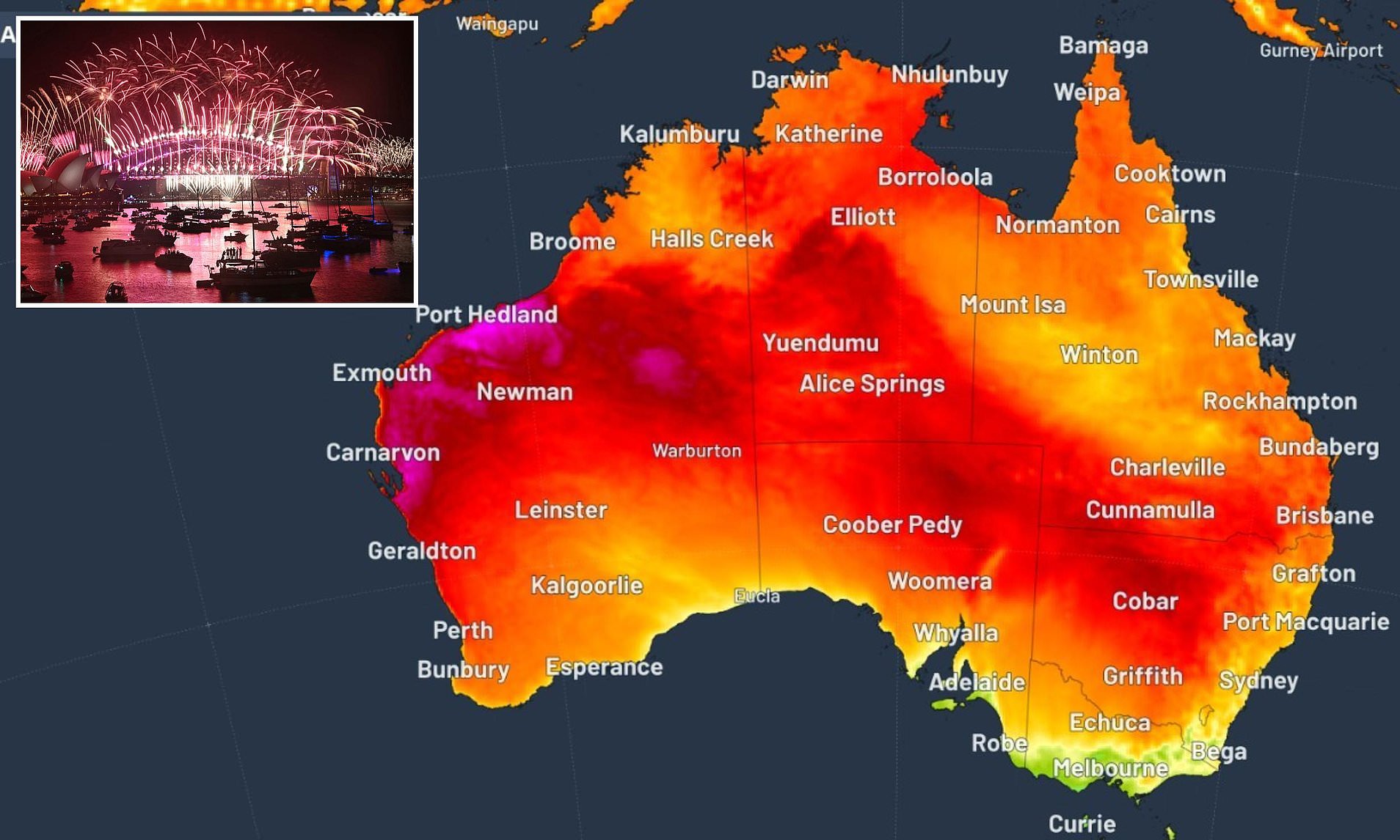 The official New Year's Eve forecast - with millions set to swelter ...