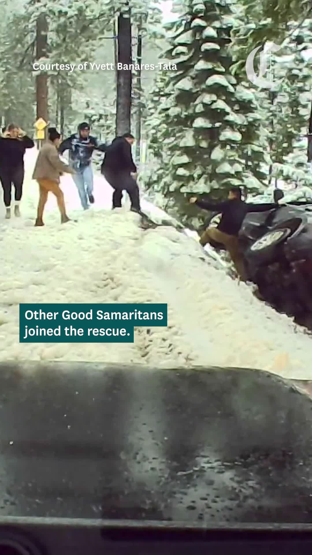 Crash leaves family dangling off of Highway 50