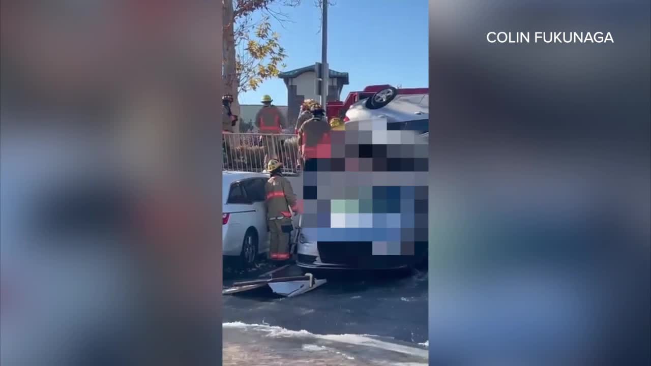 Vehicle collides with water main line, causing road closure and ...