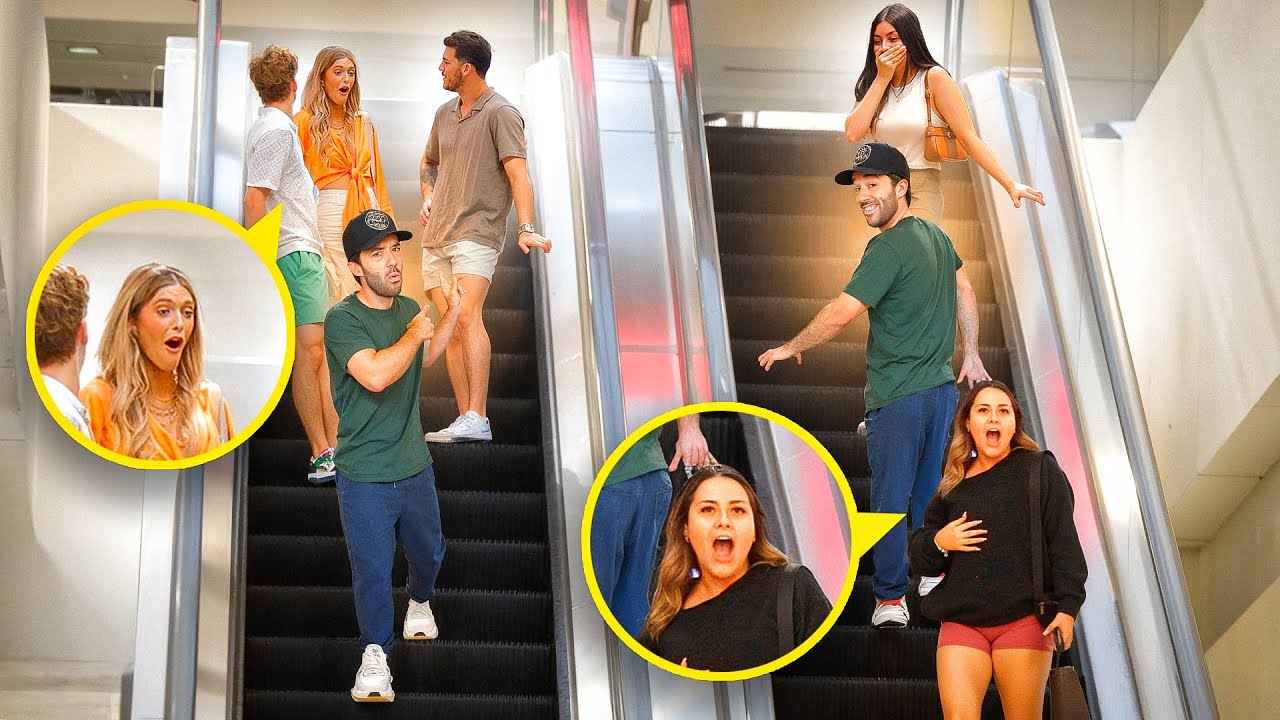 Appearing at both ends of the escalator at the same time!