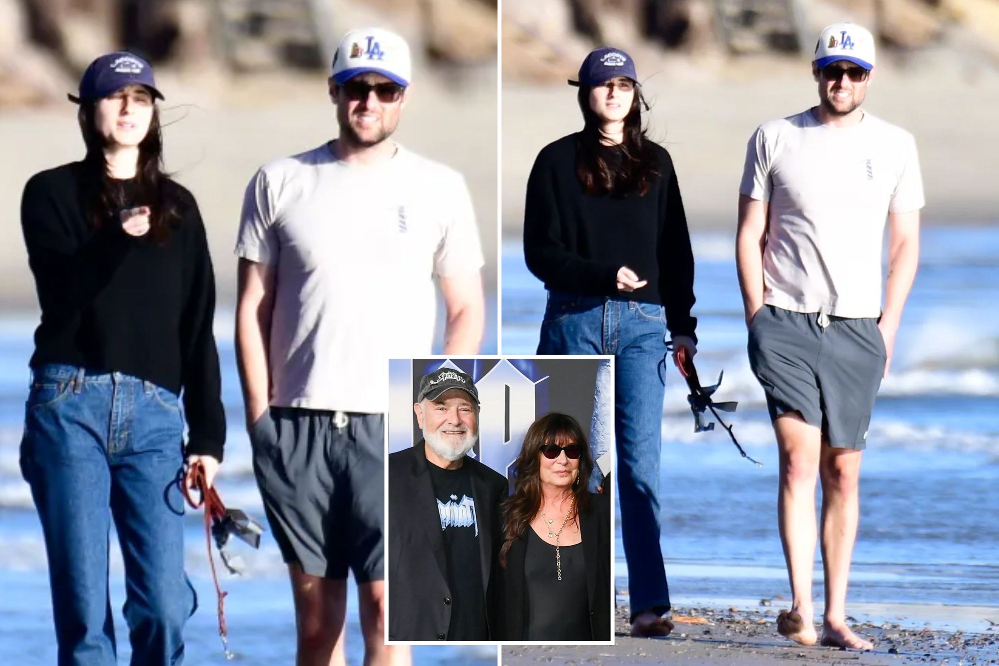 Devastated Jake and Romy Reiner stroll Malibu beach after parent’s slayings