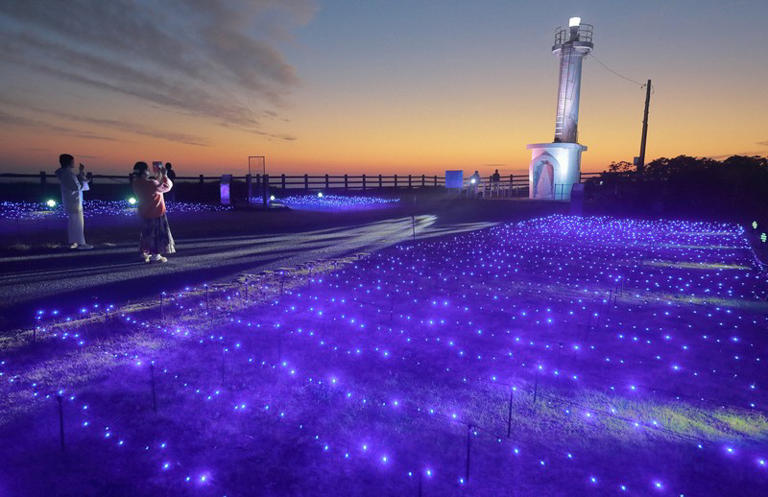 Ocean-themed illumination held at beloved east Japan lighthouse