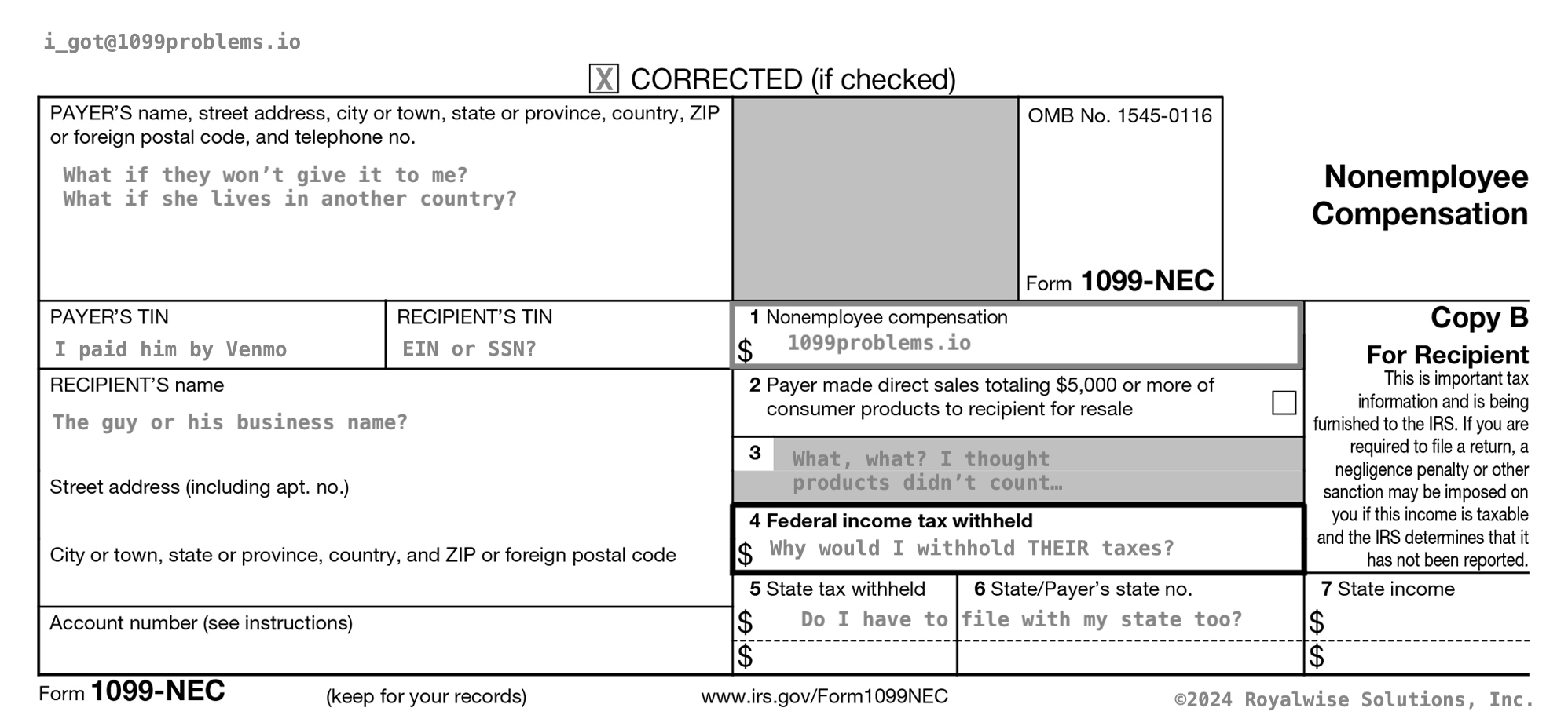 When do I have to issue a 1099 form to someone I paid?