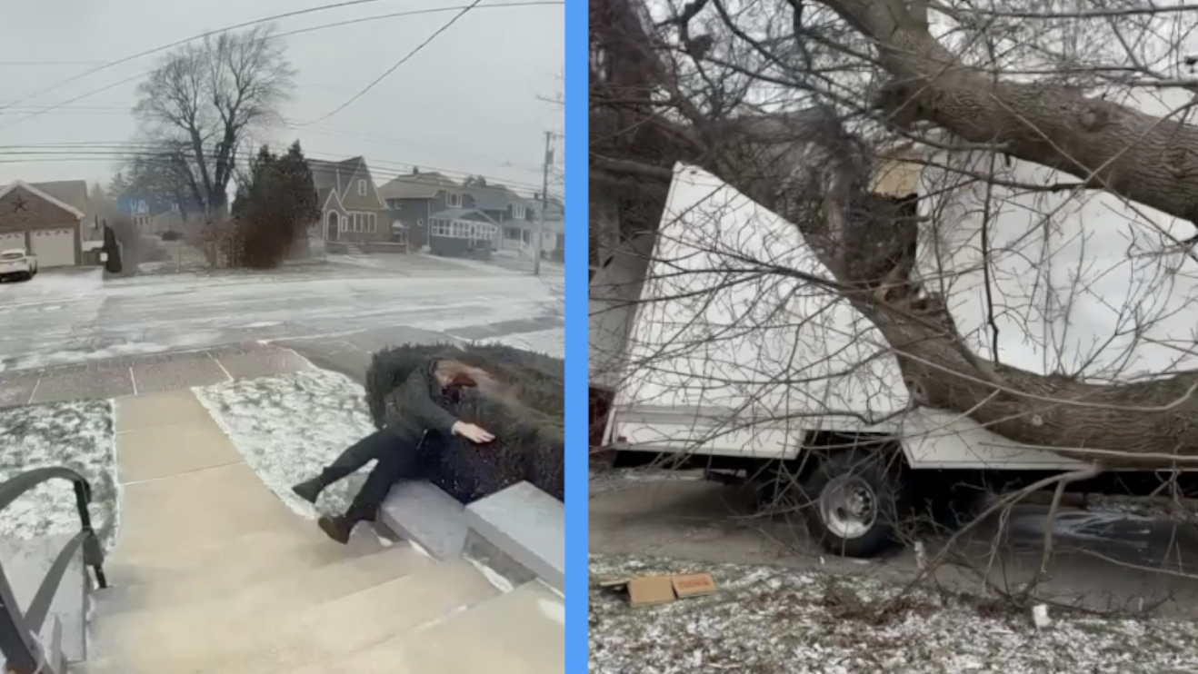 'I went flying': Snow and strong winds lead to some dangerous close ...