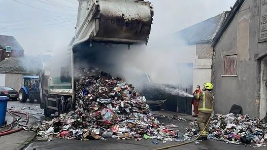 Battery warning after crews tackle bin lorry fire