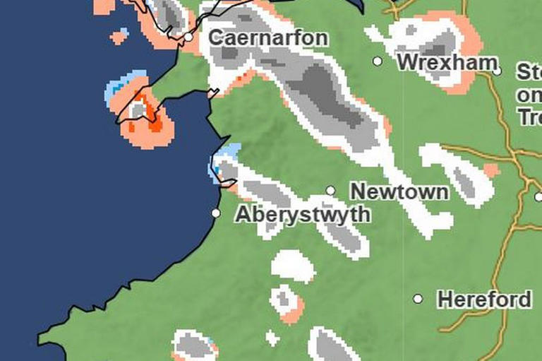 UK weather maps show exactly where snow will fall in Wales as ...