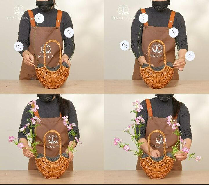 Step-by-step DIY: Spring basket faux flower arrangement recipe