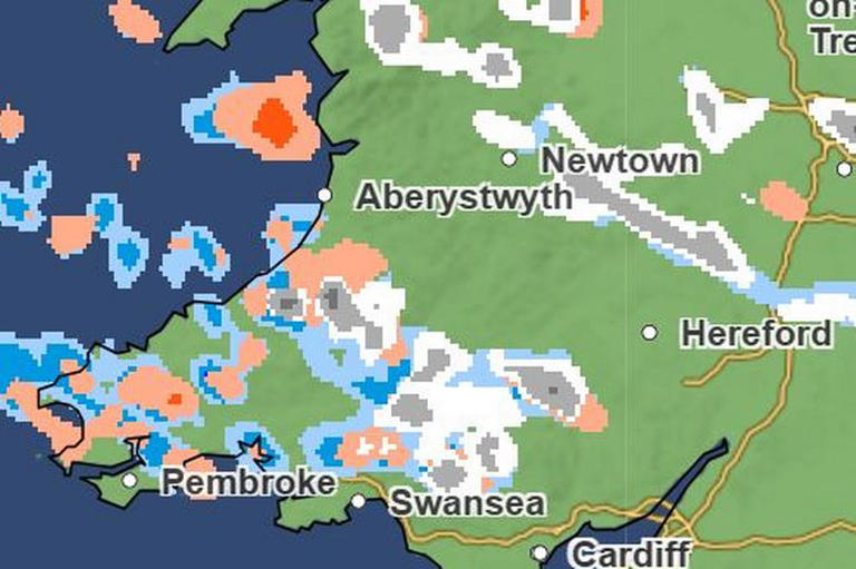 UK weather maps show exactly where snow will fall in Wales as ...