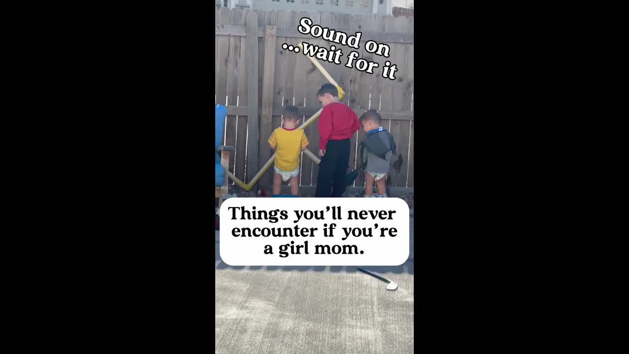 Potty training time! Big brother teaches twins in adorable backyard session