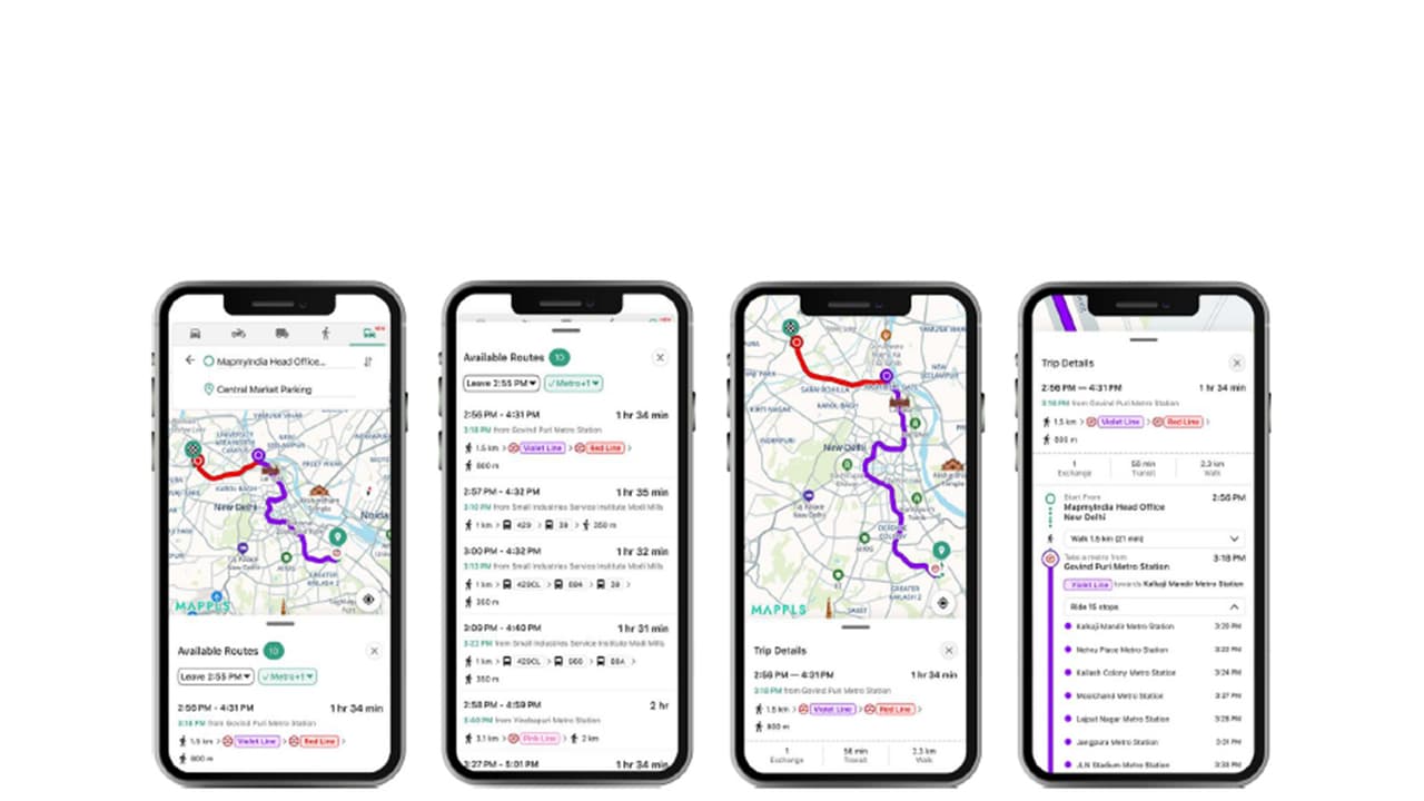 MapmyIndia Mappls app adds metro, rail, bus routes in major cities