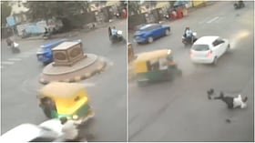 Ahmedabad accident video: Speeding car on wrong side hits autorickshaw ...