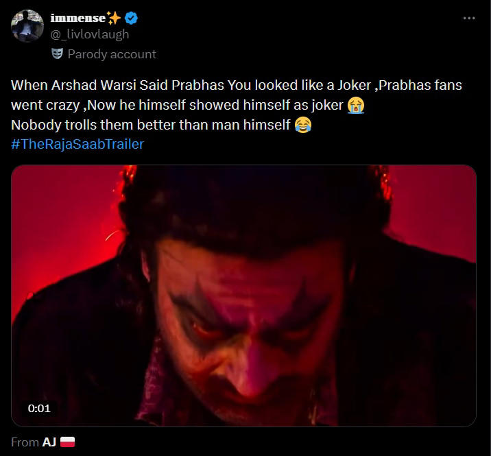The Raja Saab: Prabhas' joker look sparks debate, fans recall Arshad ...