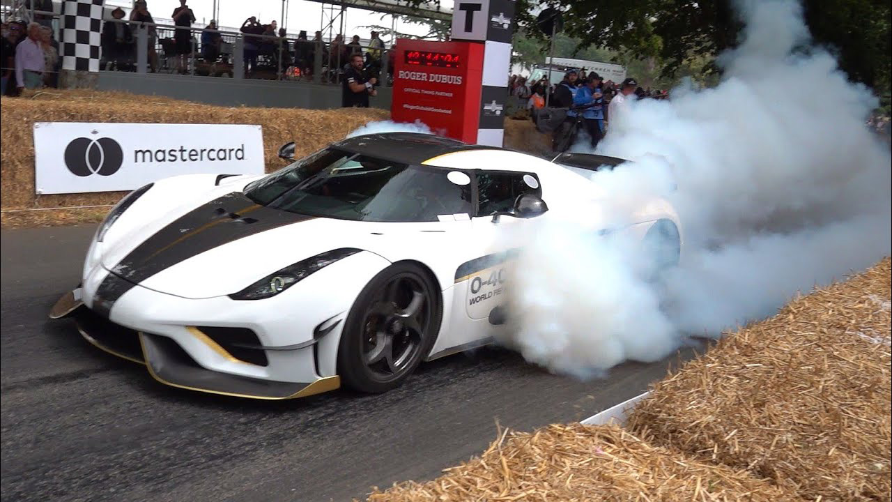 Koenigsegg Regera burnout at Goodwood