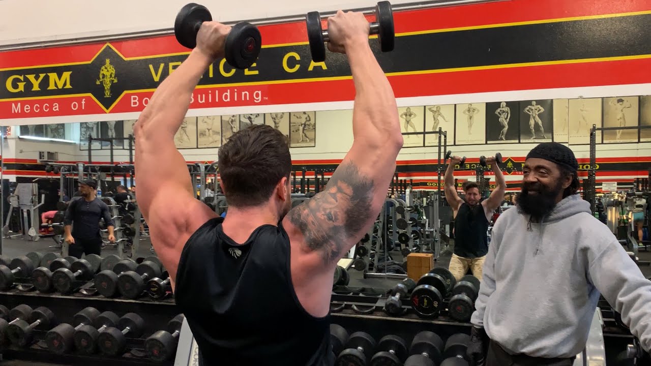 Dumbbell shoulder workout with the Godfather of Bodybuilding