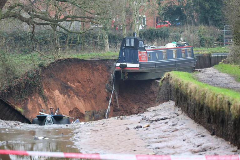 Narrowboats still stranded in collapsed Whitchurch canal a week after ...