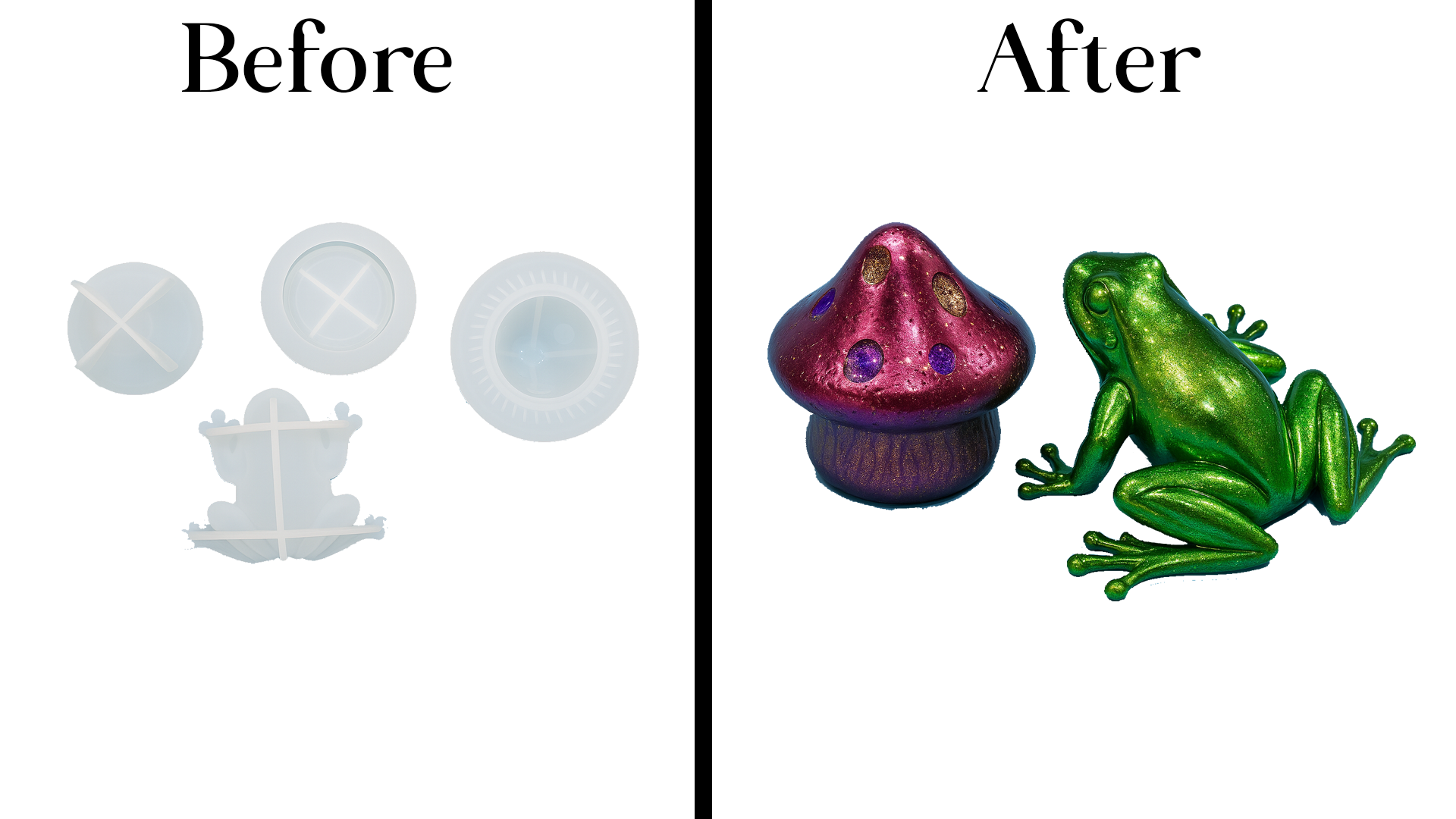Creating decorative frog and mushroom miniatures from resin
