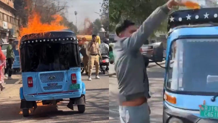 E-rickshaw driver sets vehicle ablaze outside Bajaj showroom over ...