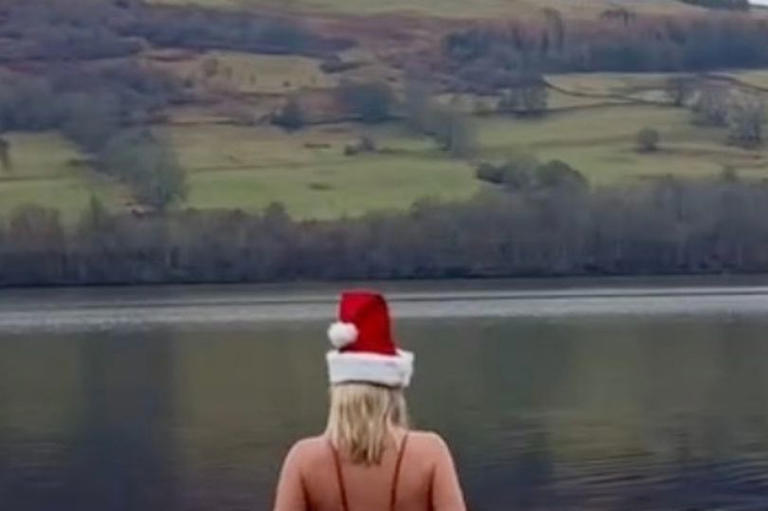 A Place in the Sun's Danni Menzies sports skimpy red bikini for icy dip ...
