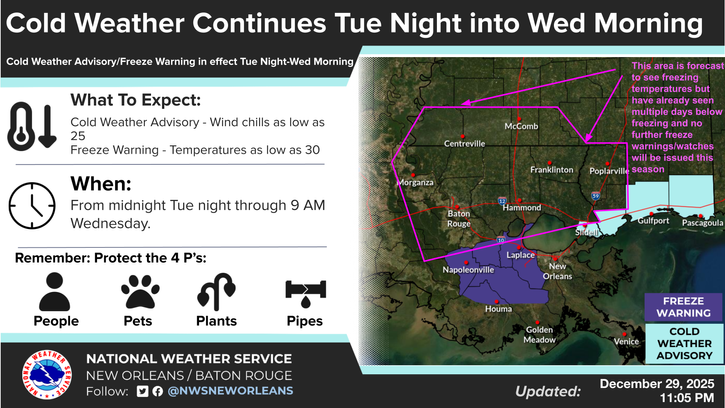 Cold conditions sticking around through Wednesday