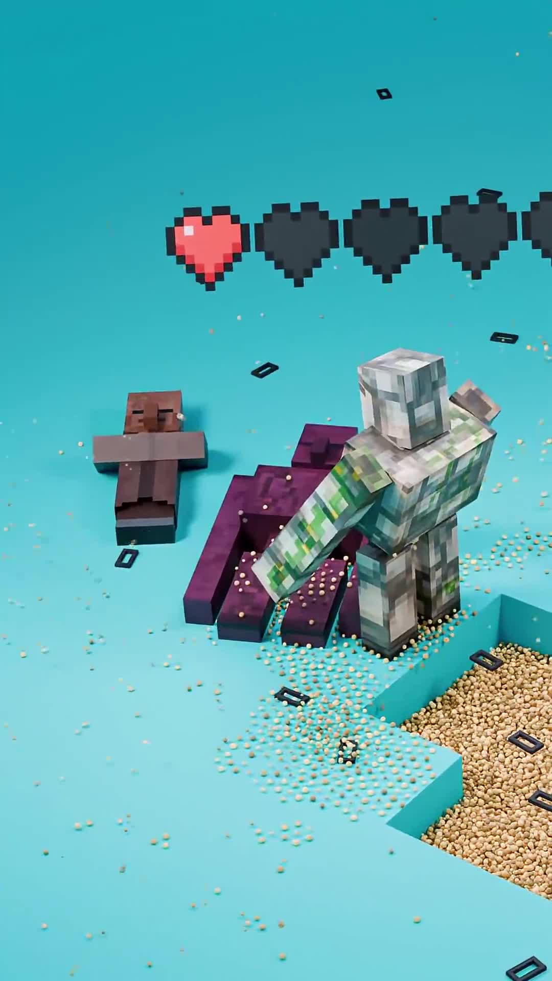 Minecraft iron golem vs villager and girl golem satisfying 3D fluid ...