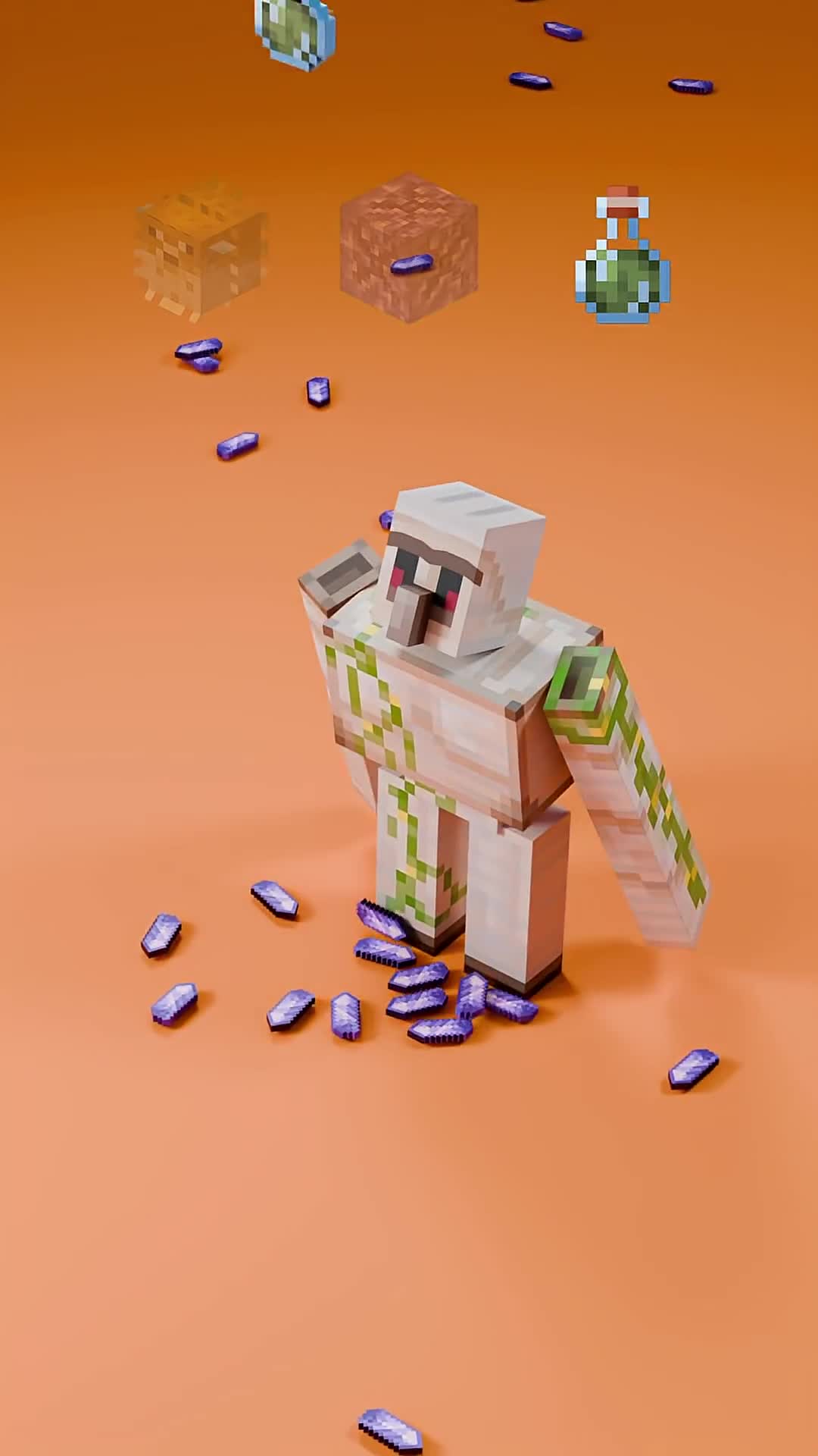 Minecraft iron golem vs axolotl crazy satisfying cloth and fluid 3D ...