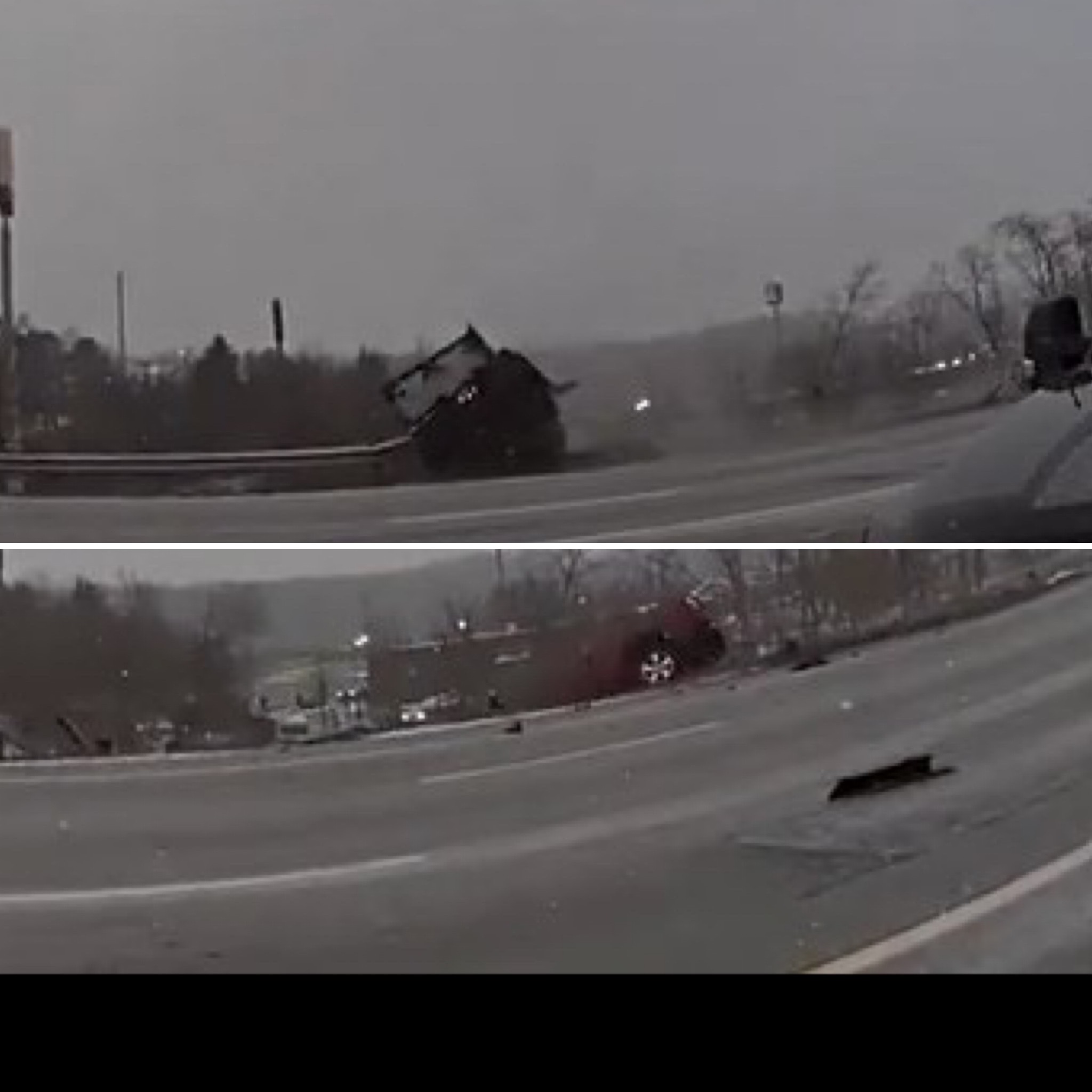 'Watch out': Semi and pickup slide off in Ohio, nearly striking first ...