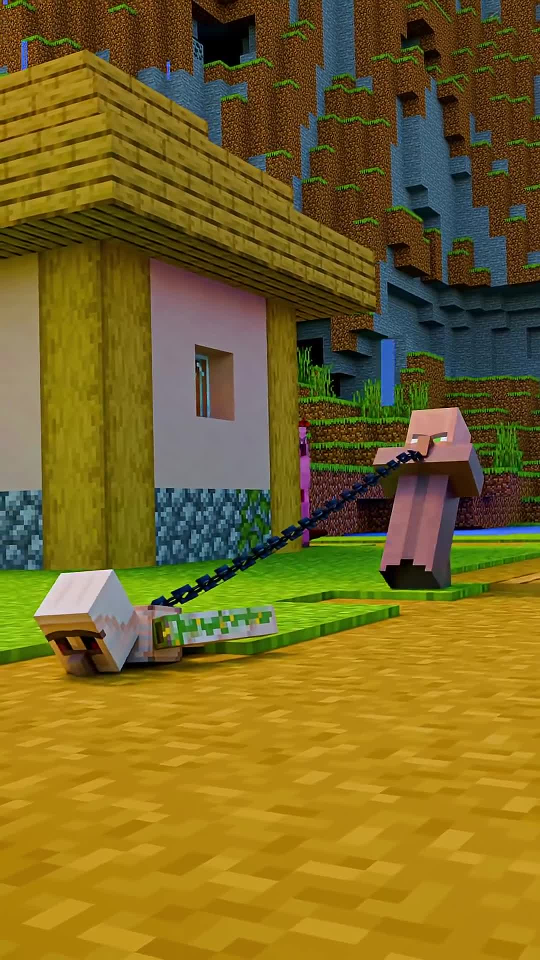 Minecraft baby iron golem vs evil villager satisfying 3D animation ...