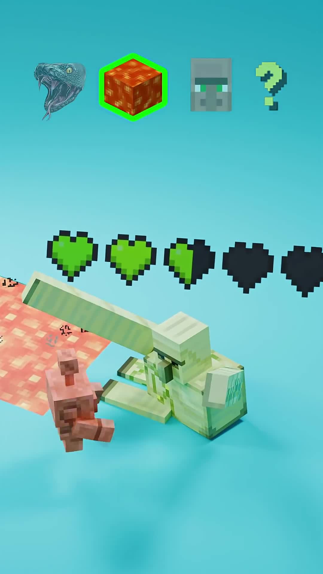 Minecraft iron and copper golem in danger vs snakes 3D satisfying ...