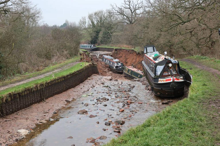 Narrowboats still stranded in collapsed Whitchurch canal a week after ...