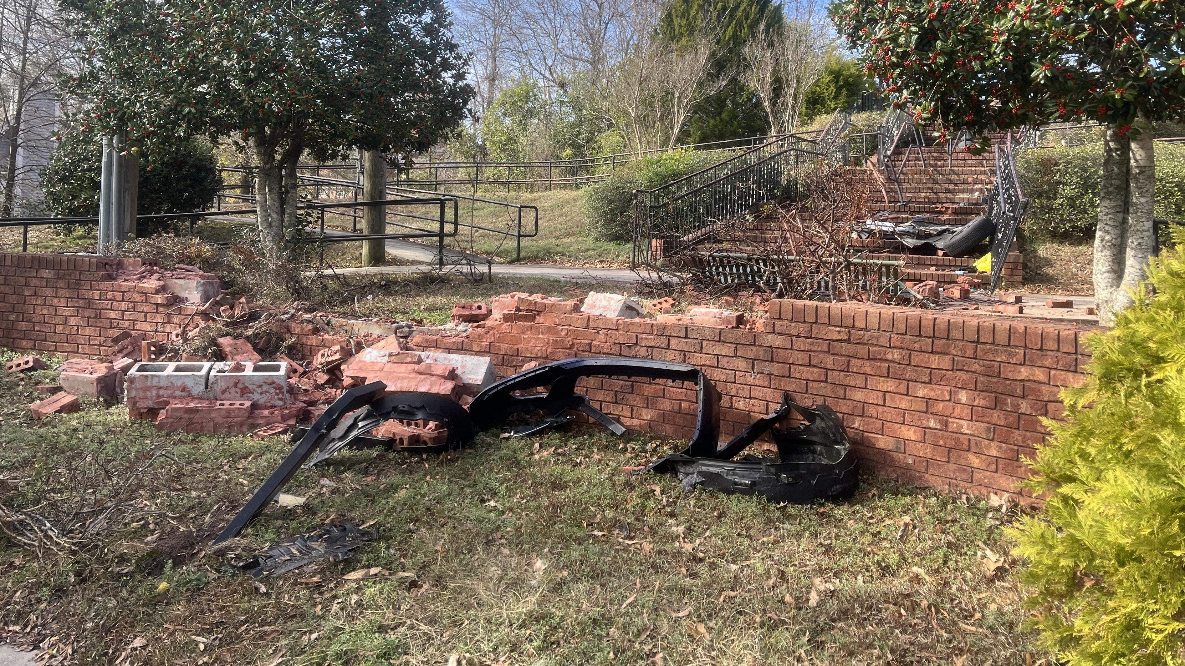 Neighbors alarmed after another car crashes into Macon pedestrian bridge