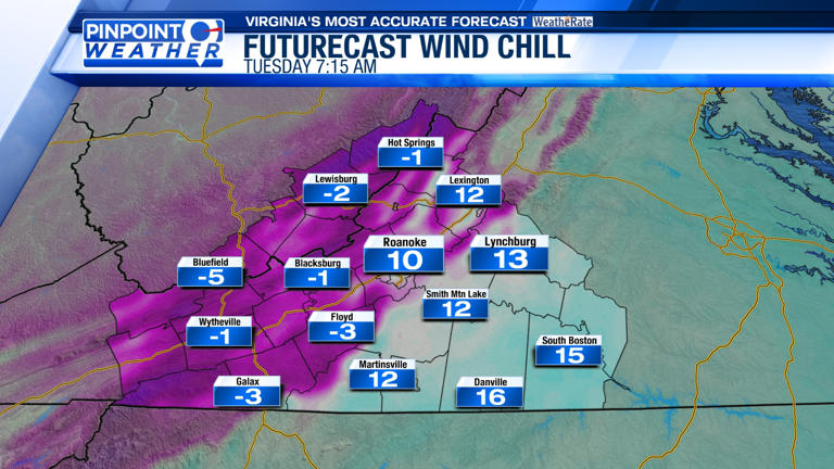 Pinpoint weather: Cold and blustery Tuesday