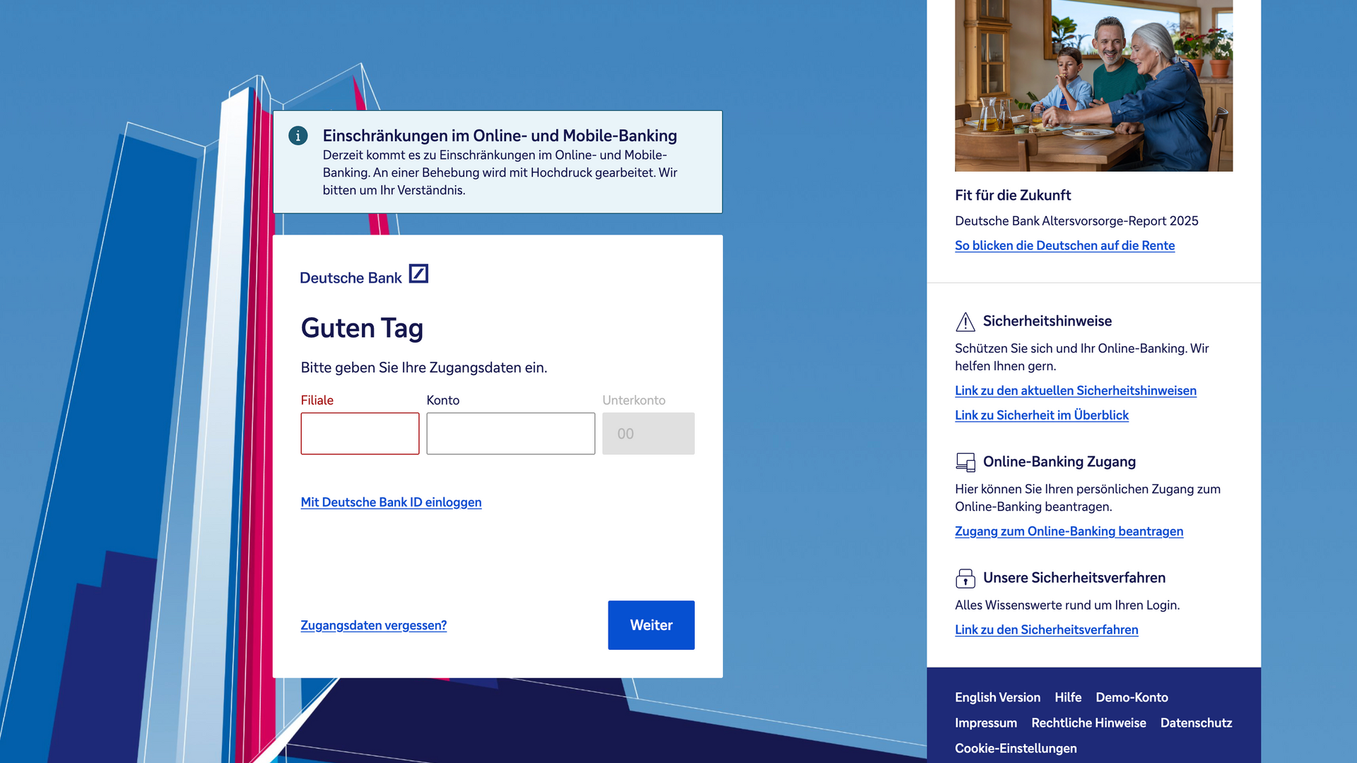 Deutsche Bank und Postbank: Störung im Online-Banking