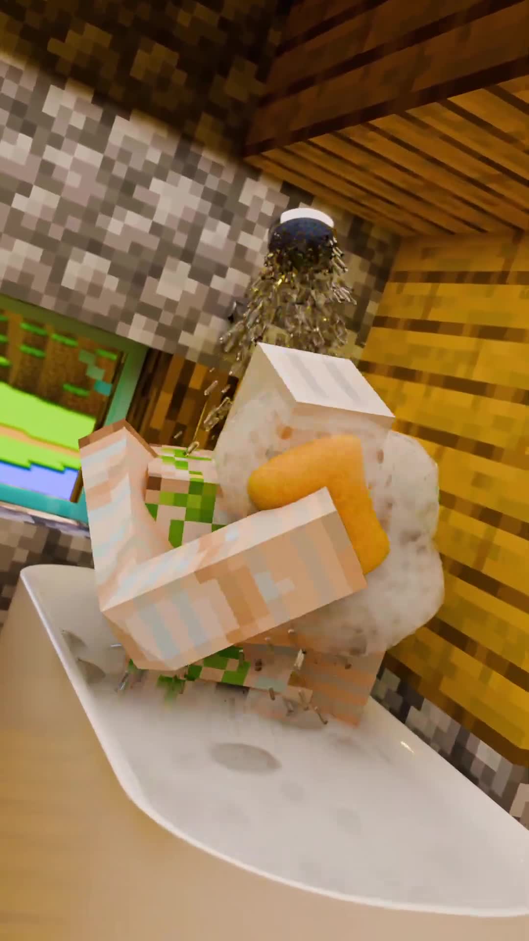 Minecraft iron golem and parrot poo accident satisfying 3D simulation