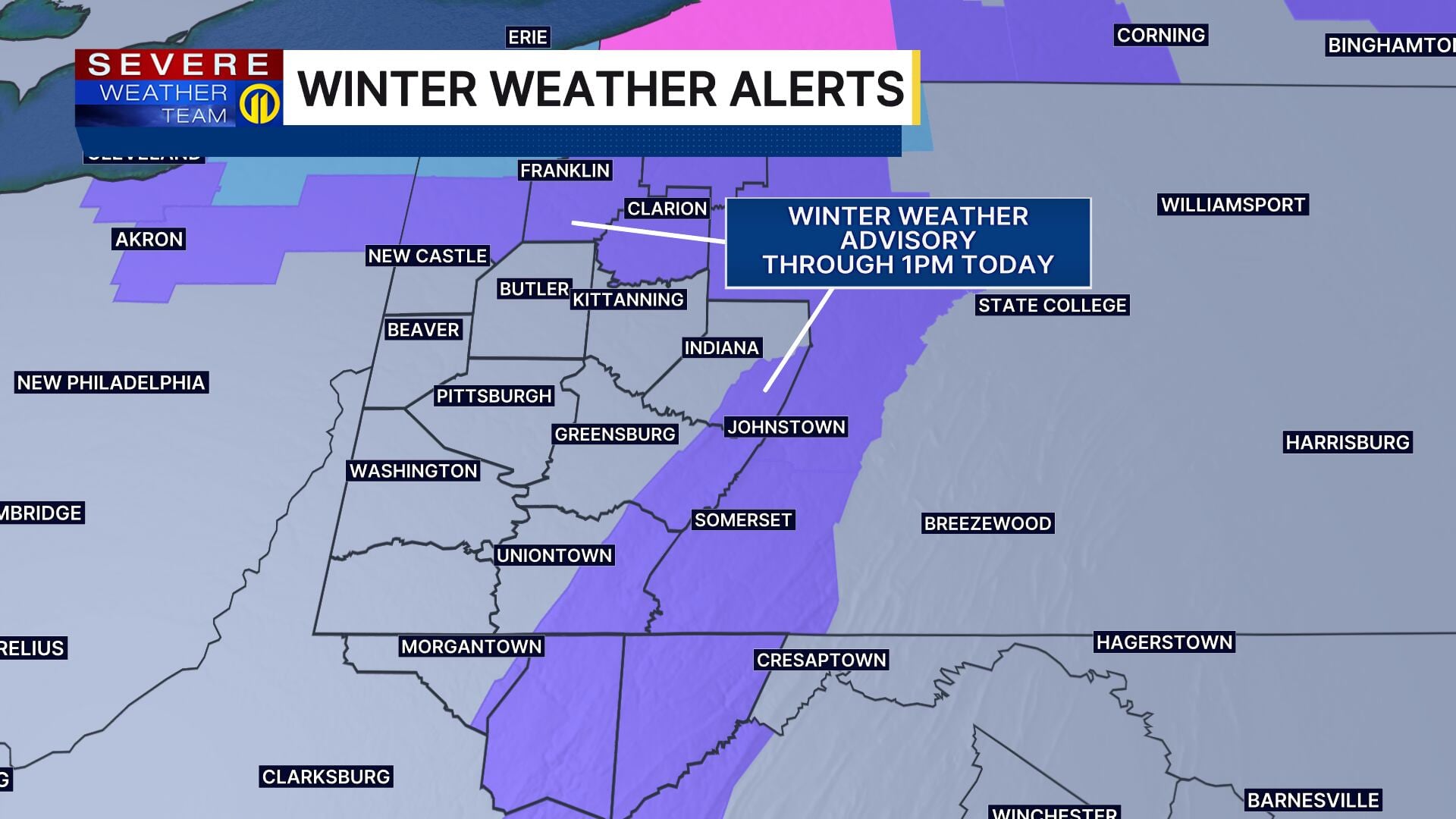 Snow showers and squalls continue throughout Tuesday